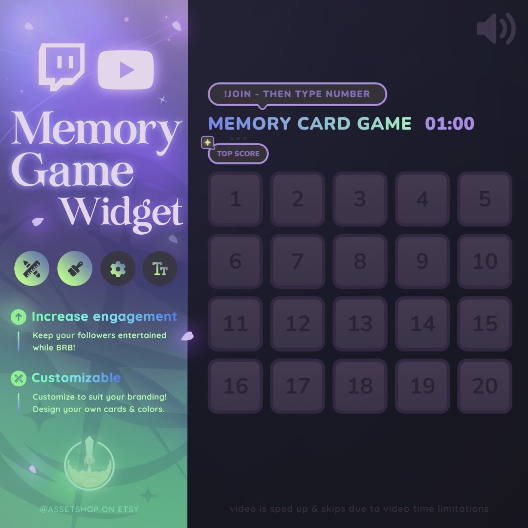 Memory Card Game - Widget for Twitch & YouTube Streamers – AssetShop